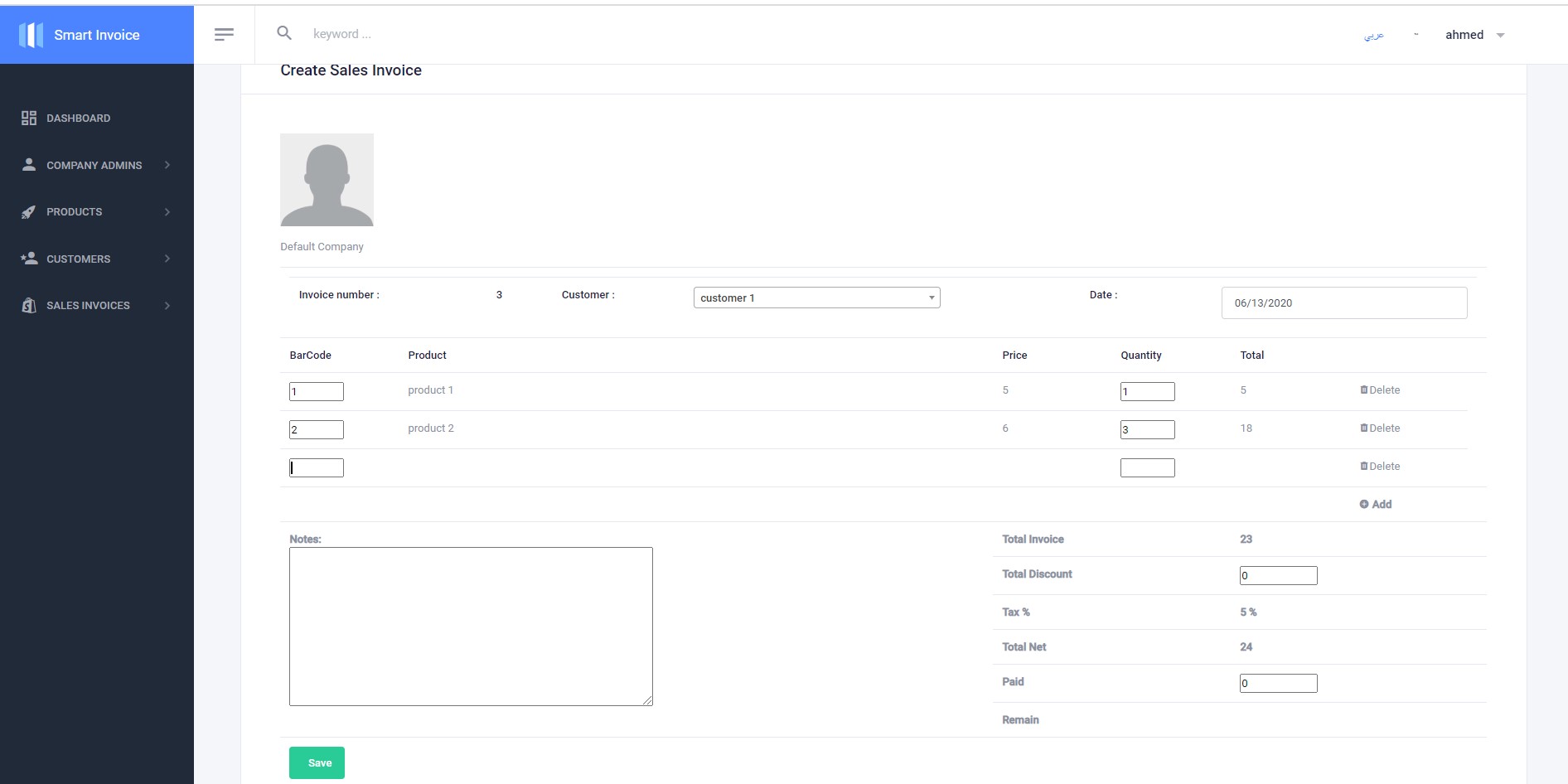 Smart Invoice .Net core 7 + User Management + Arabic Support + Full Source Code by afmelwekeel